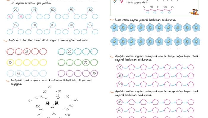 2. Sınıf Beşer Ritmik Sayma (5'şer) Etkinlikleri ve Çalışma Kağıtları