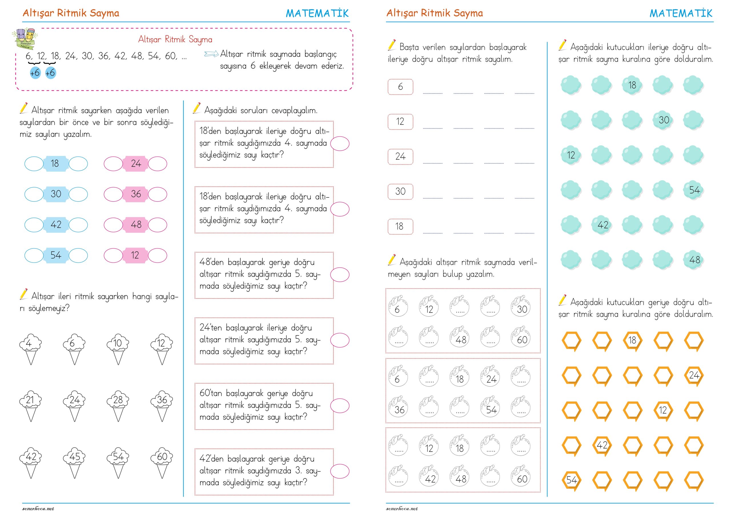 3. Sınıf Matematik Altışar Ritmik Sayma Etkinlikleri - Soner Hoca