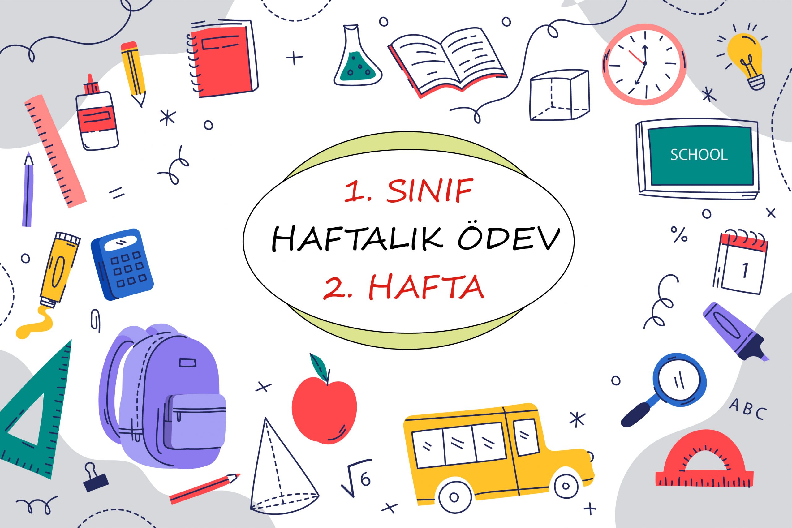 1. Sınıf Haftalık Ödev 2. Hafta 1. Dönem 2021 - 2022 PDF