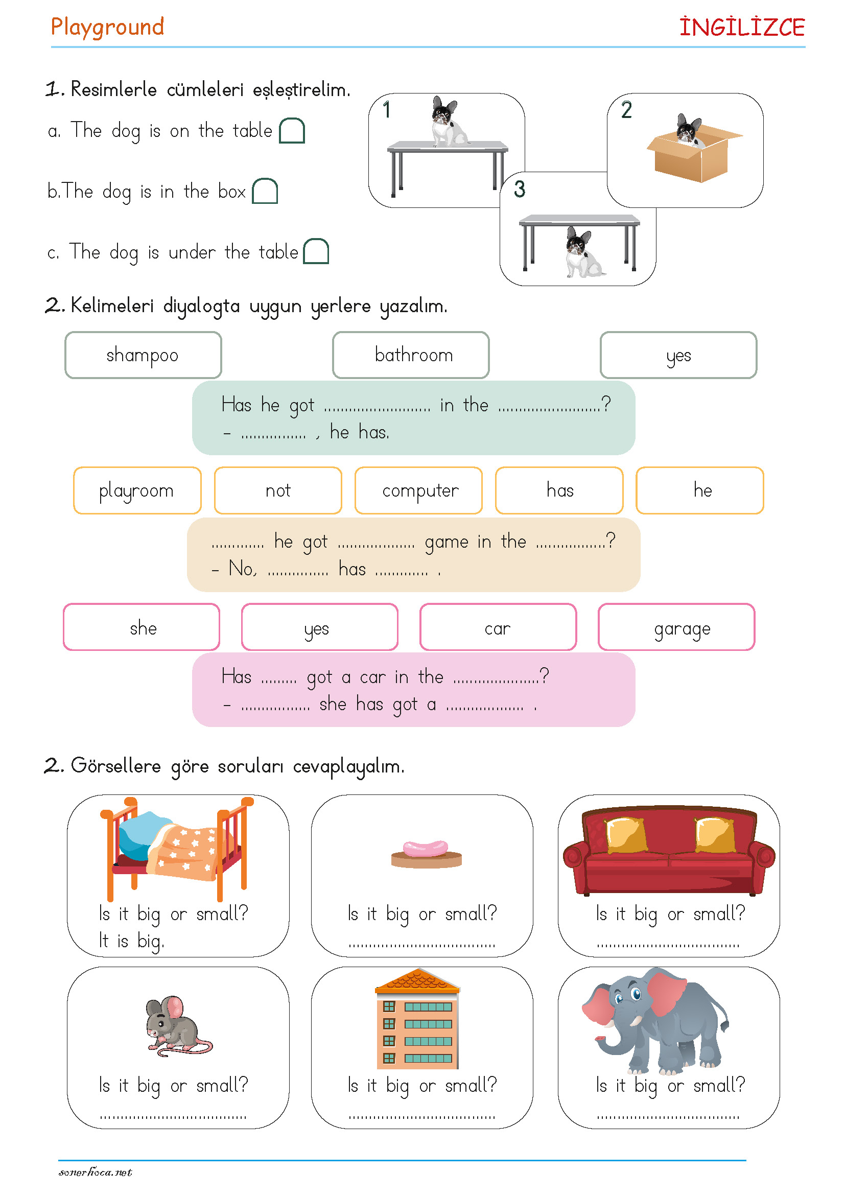 3. Sınıf My House Çalışma Kağıtları - 2
