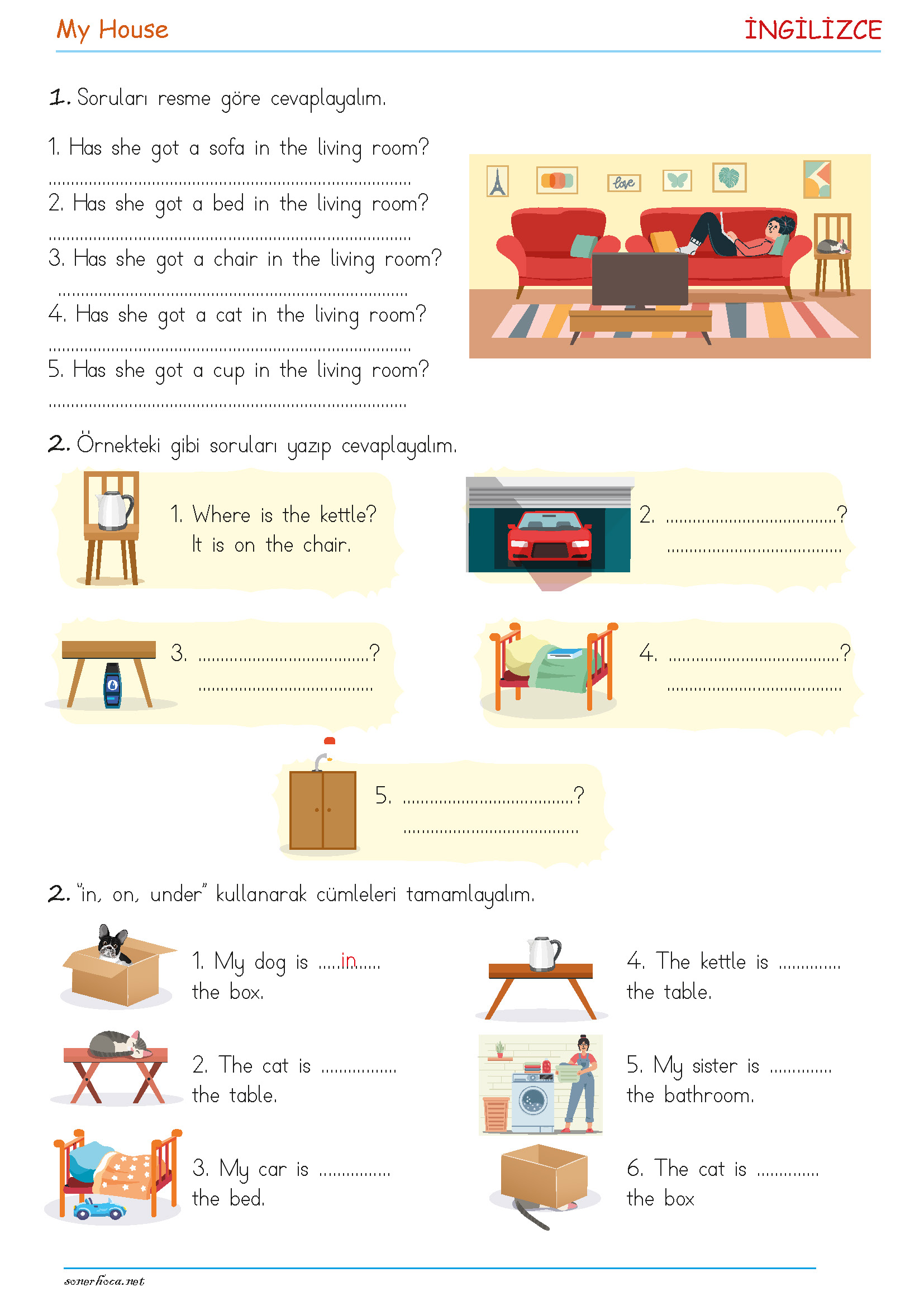 3. Sınıf My House Çalışma Kağıtları - 4