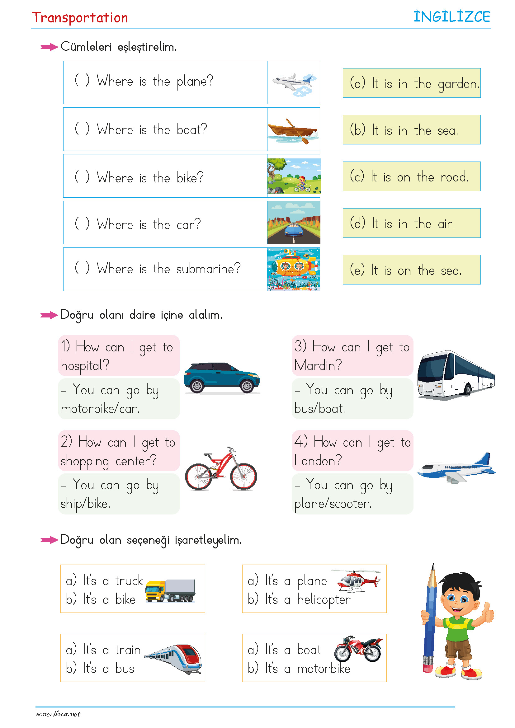 3. Sınıf Transportation Çalışma Kağıtları - 3